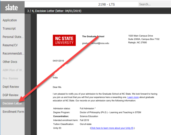 Applicant Status and Decision Information | The Graduate School