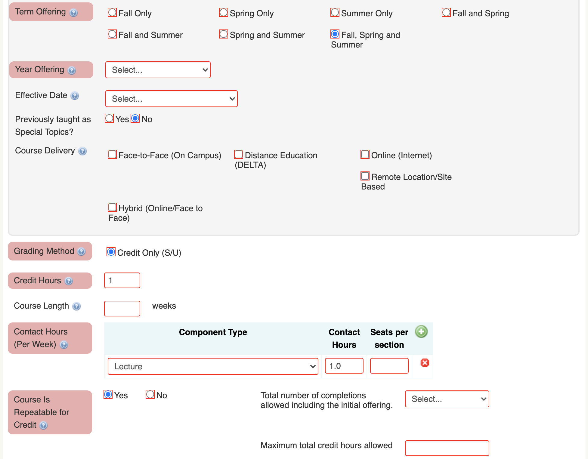 Course Action Form (CAF) Types | The Graduate School